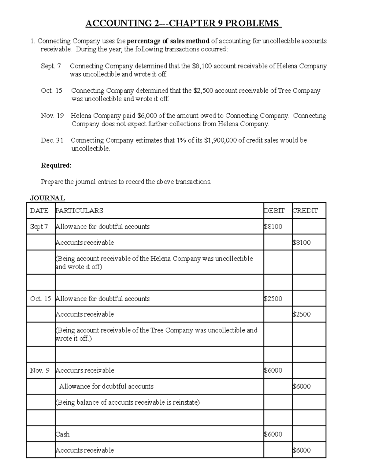 Accounting 2 Chapter 9 Problems Summer 2017 - ACCOUNTING 2-CHAPTER 9 ...