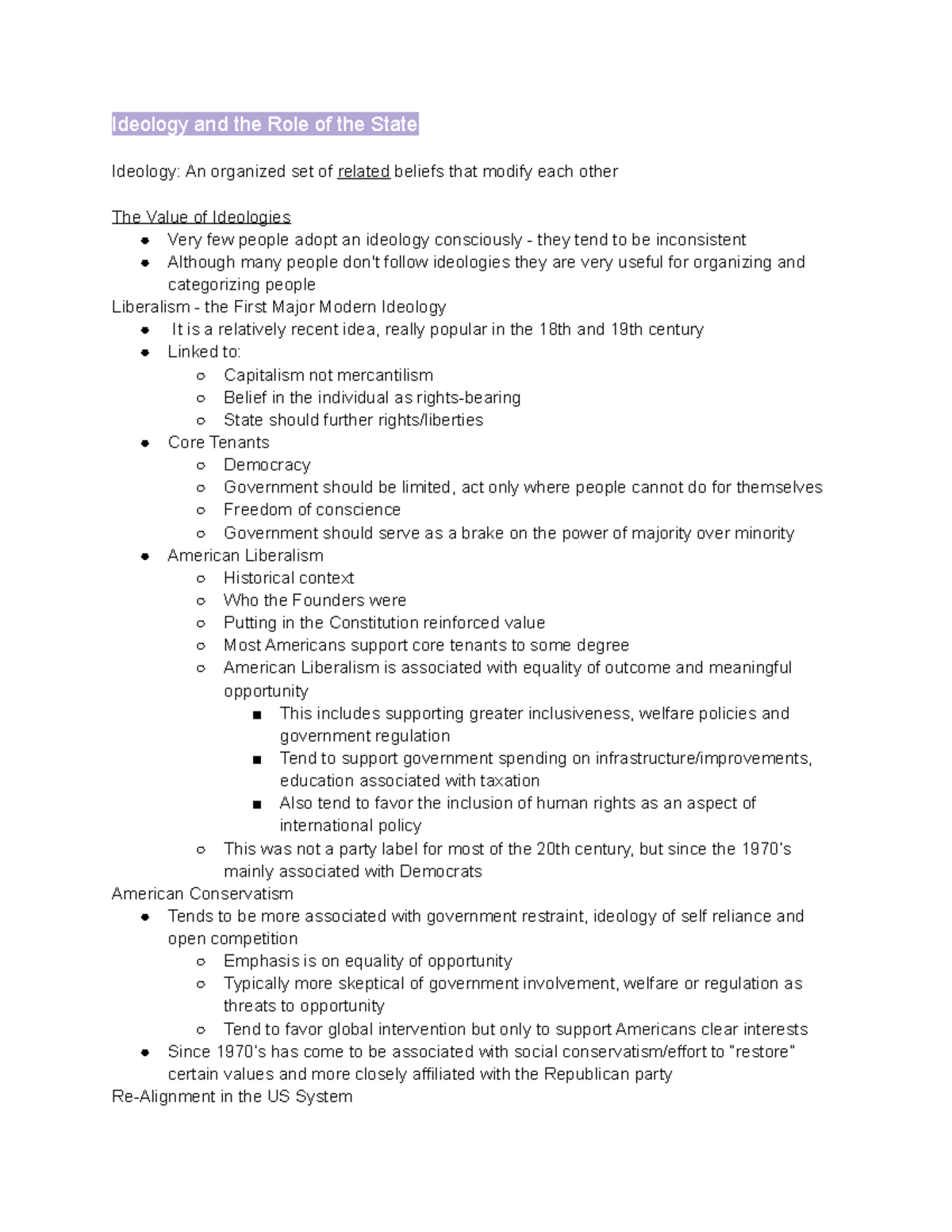Ideology and the Role of the State - Ideology and the Role of the State ...