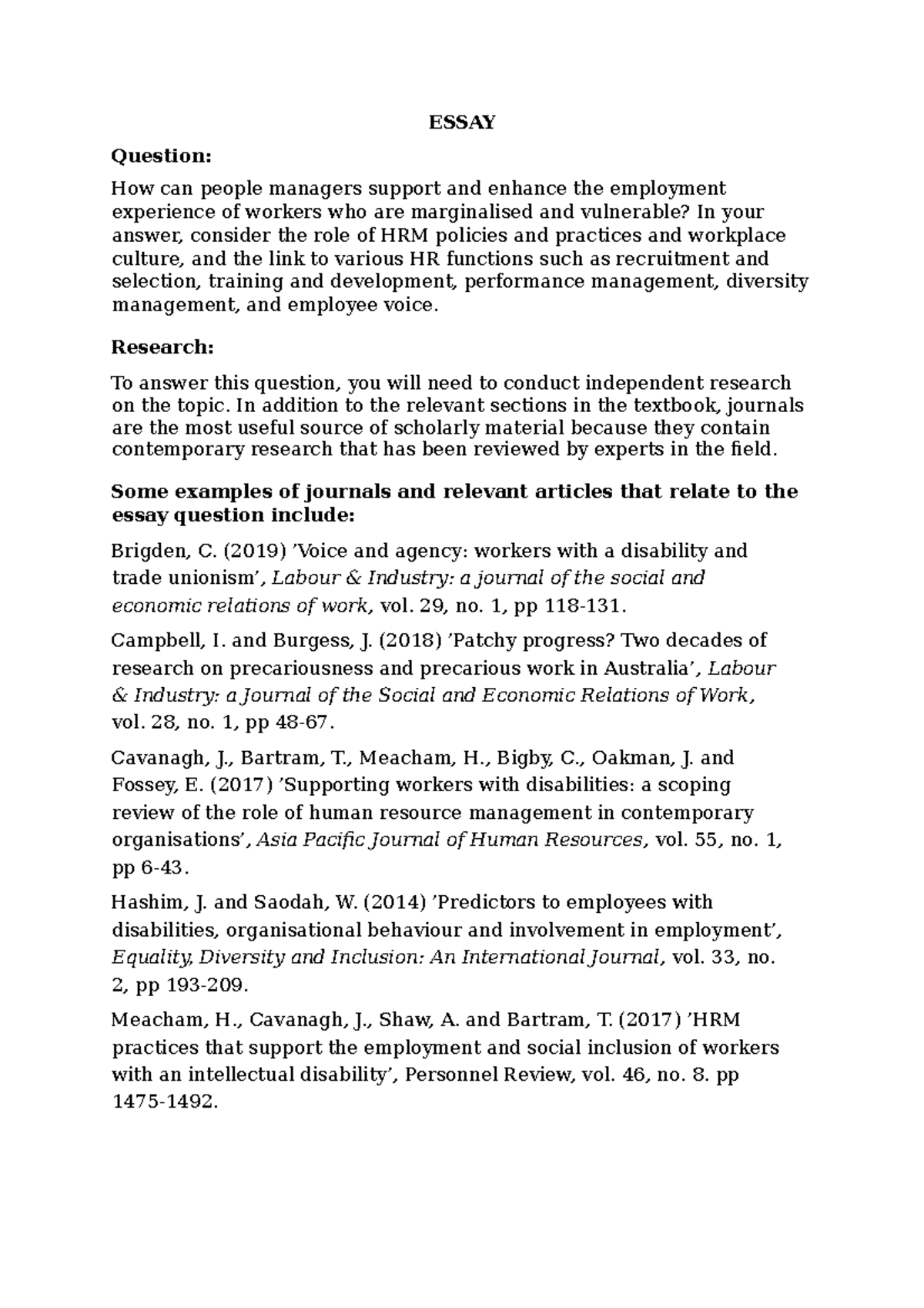 Essay - Practice answers - ESSAY Question: How can people managers ...