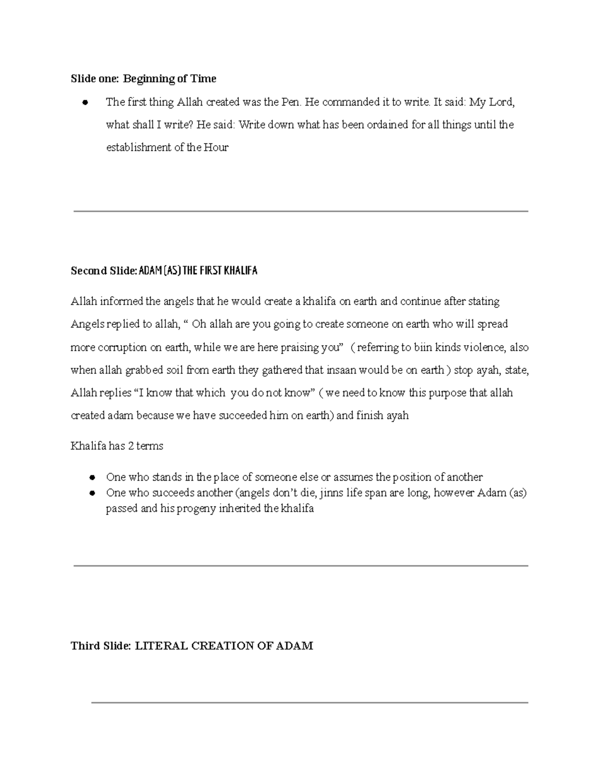 Adam As and Idrees - notes - Slide one: Beginning of Time The first ...