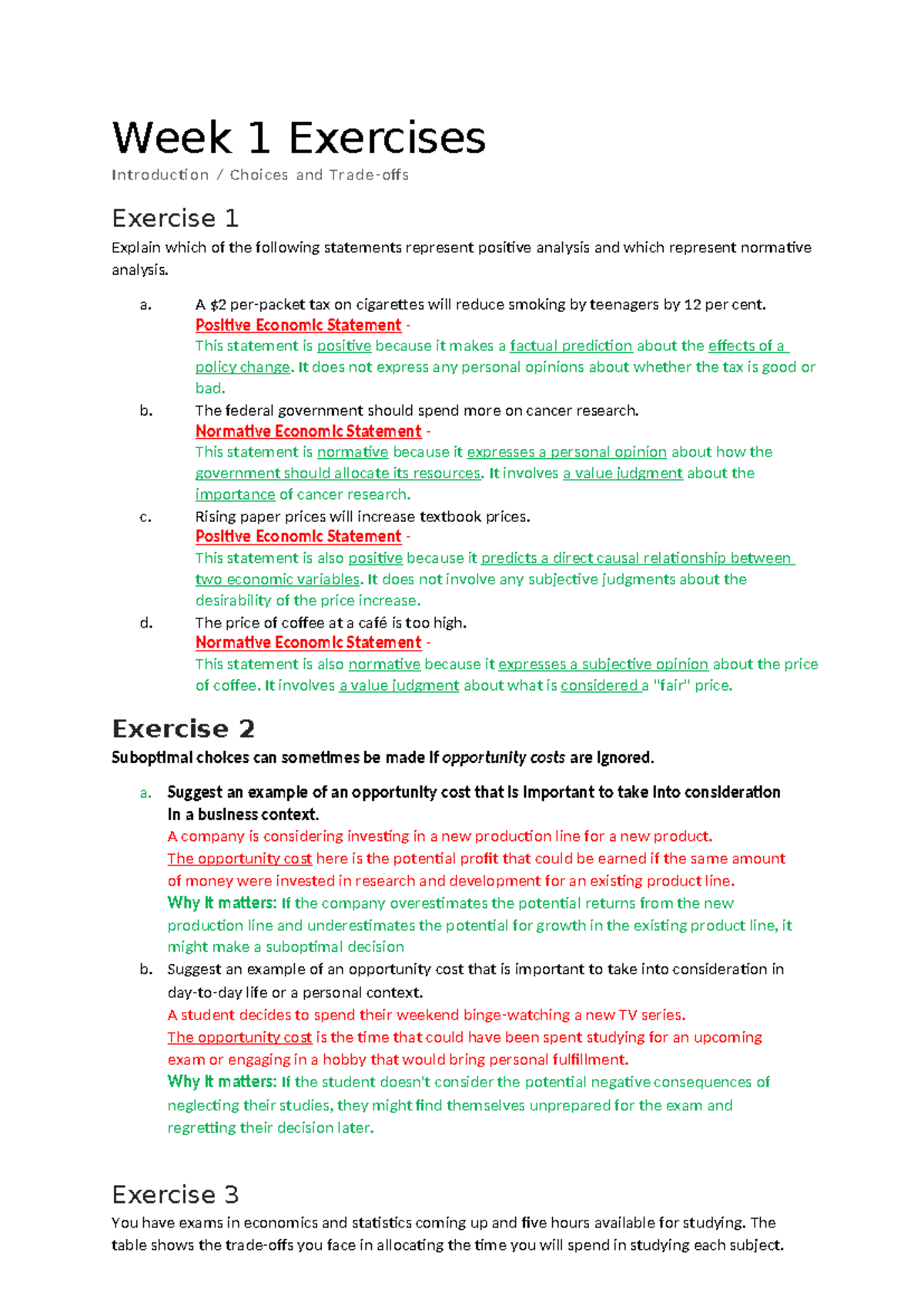 Week 1 Exercises Check It Out Week 1 Exercises Introducti On Choices And Trade Offs