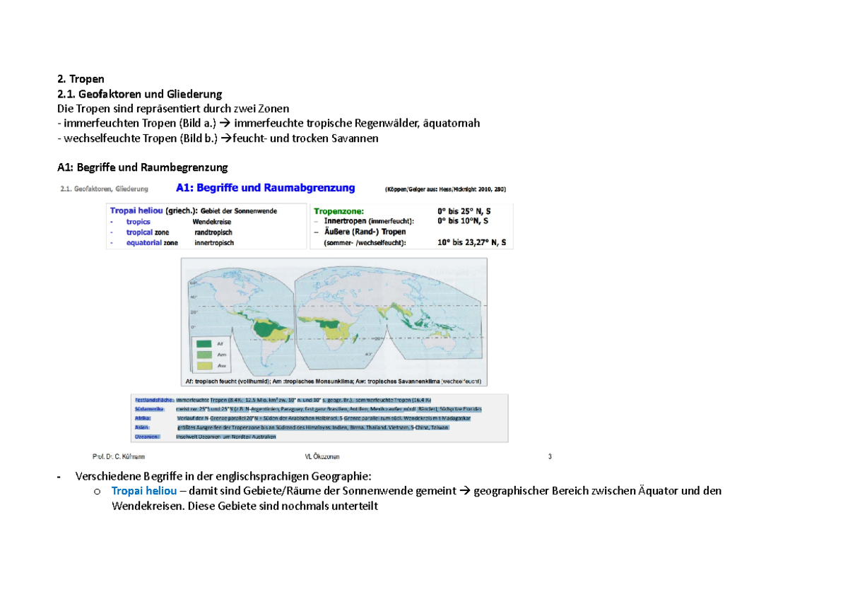 VL 2 Ökozonen der Erde - 2. Tropen 2. Geofaktoren und Gliederung Die ...