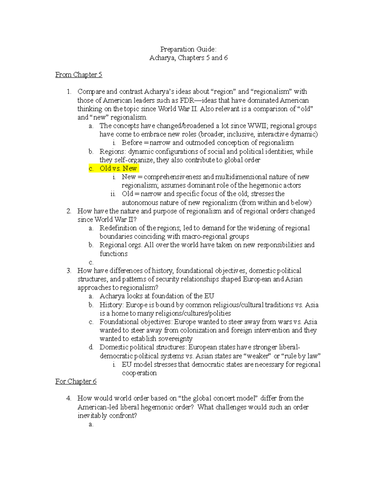 Acharya - Chapters 5 and 6 - Preparation Guide: Acharya, Chapters 5 and ...