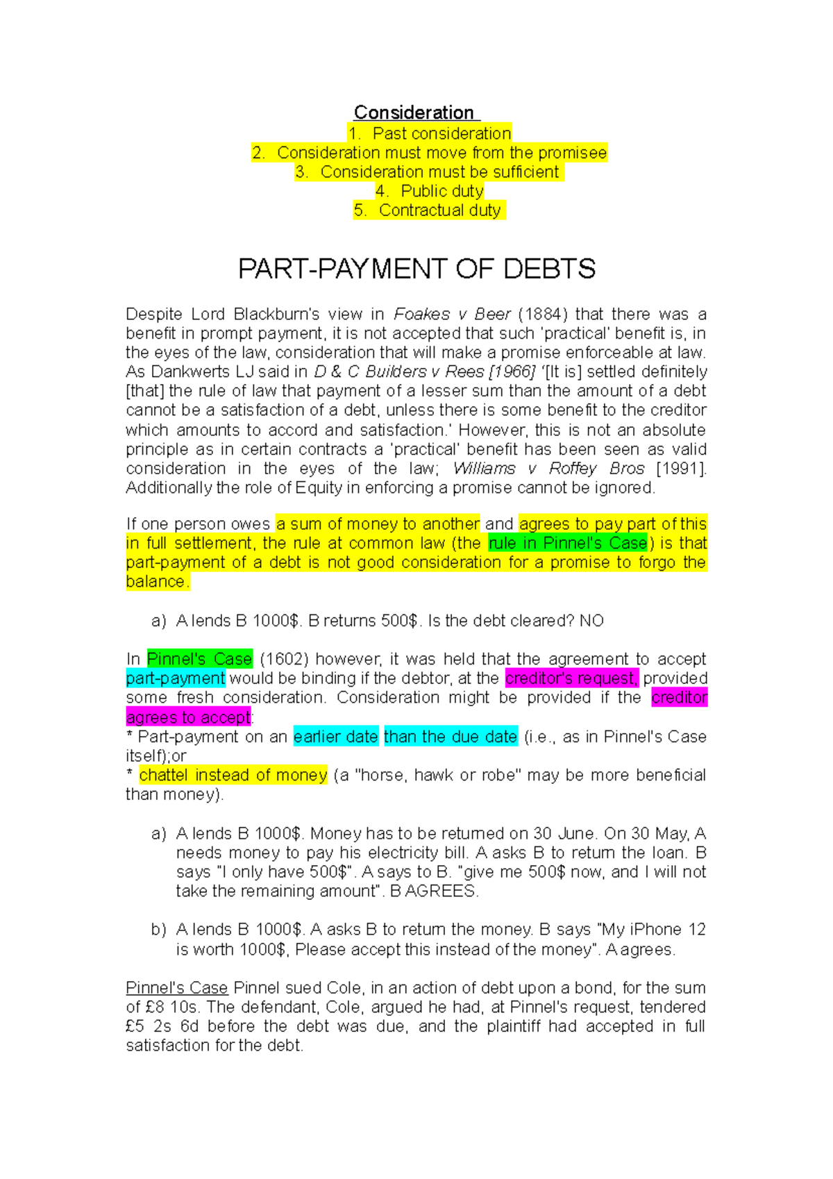 Part Payment of a Debt lecture ...... - Consideration Past ...