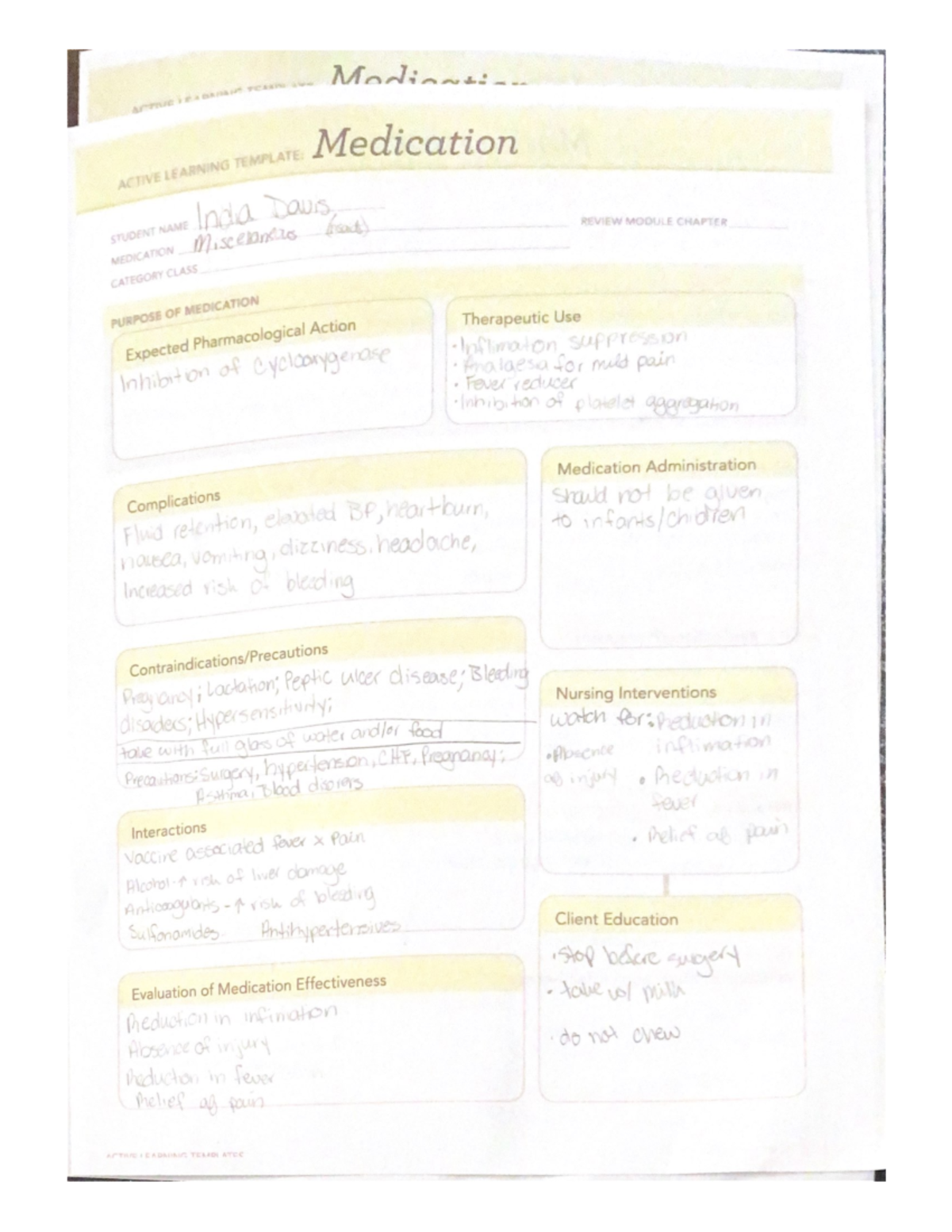 Category Class - drug categories - Pharm1 - Studocu