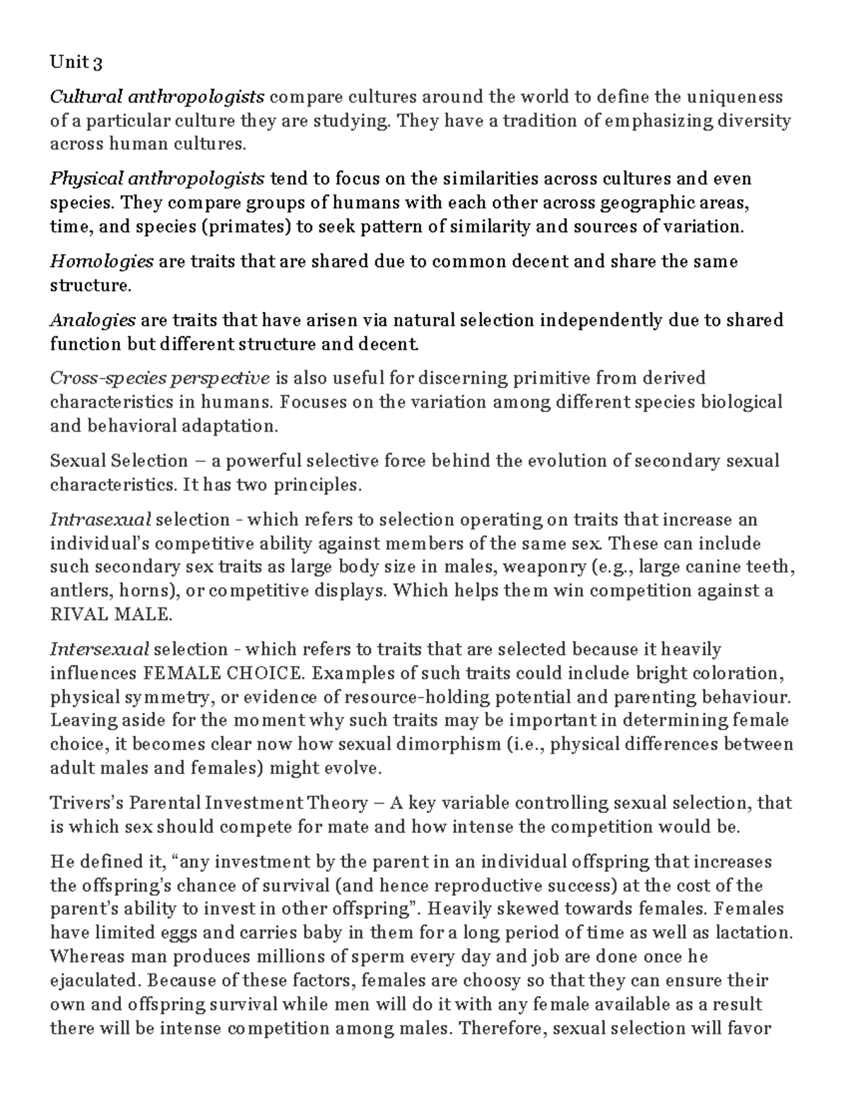 Unit 3 - Unit 3 - Study Guide - Unit 3 Cultural anthropologists compare ...