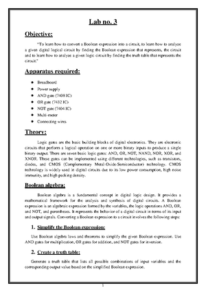 De-morgan law verification and implementation - Lab no. Objective: “To study the De-Morgan’s Law ...