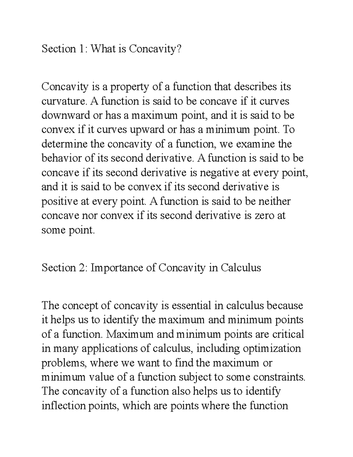 Calculus - Concavity - This is my jottings in class and lecture notes ...