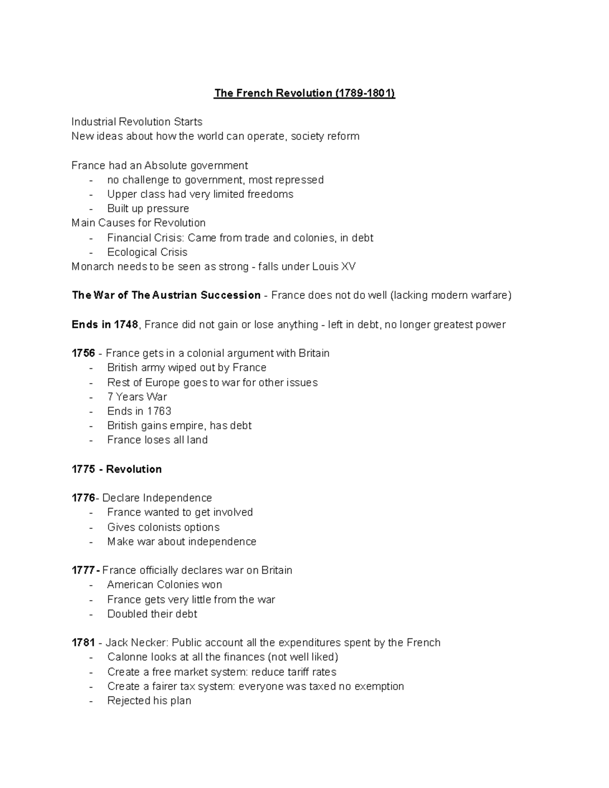 French Revolution - Studocu