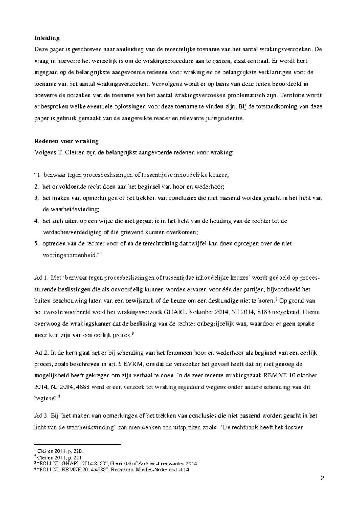 Werkstuk/essay Grondslagen van het recht Paper Wraking - Inleiding Deze ...