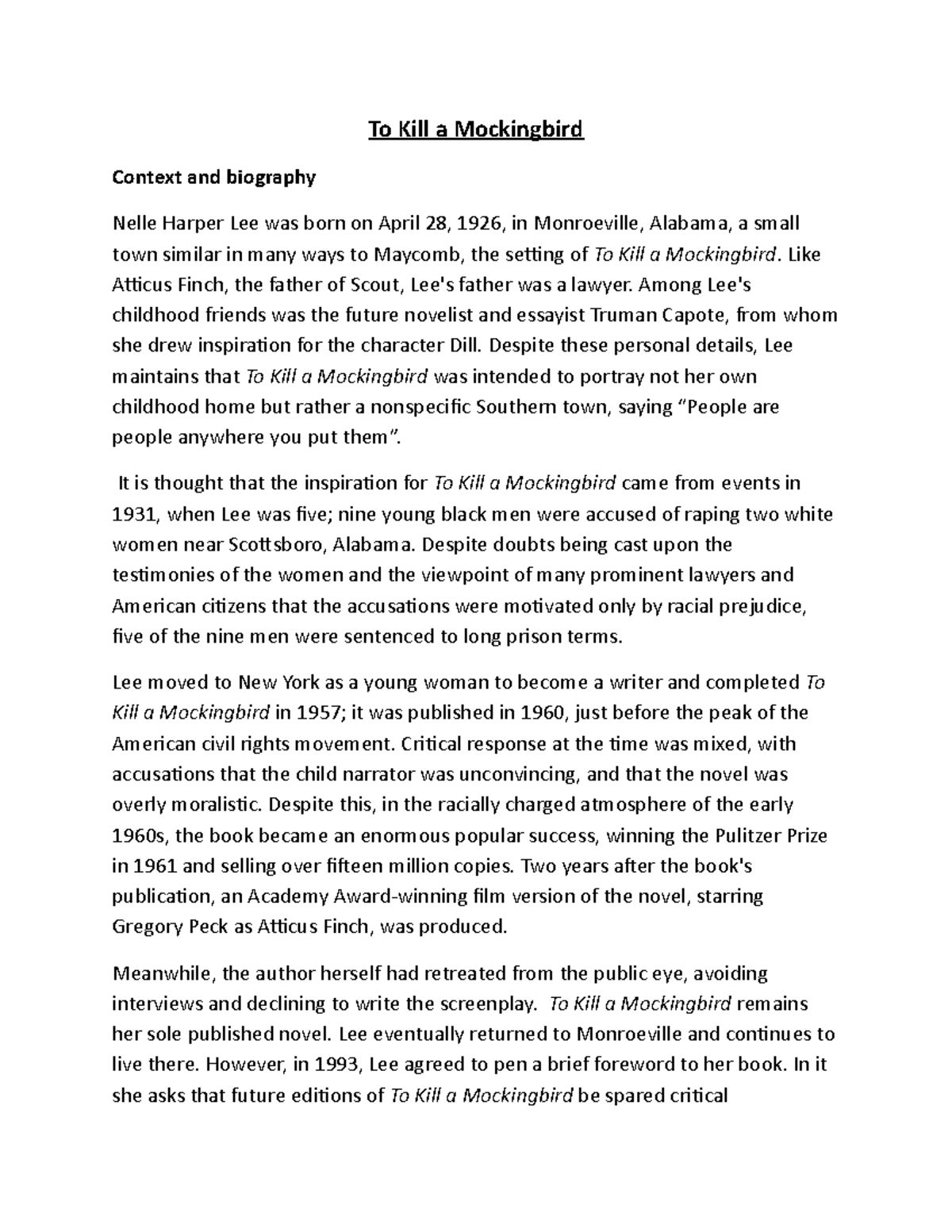 To Kill A Mockingbird quote search booklet - Mrs Hamilton - To Kill a ...