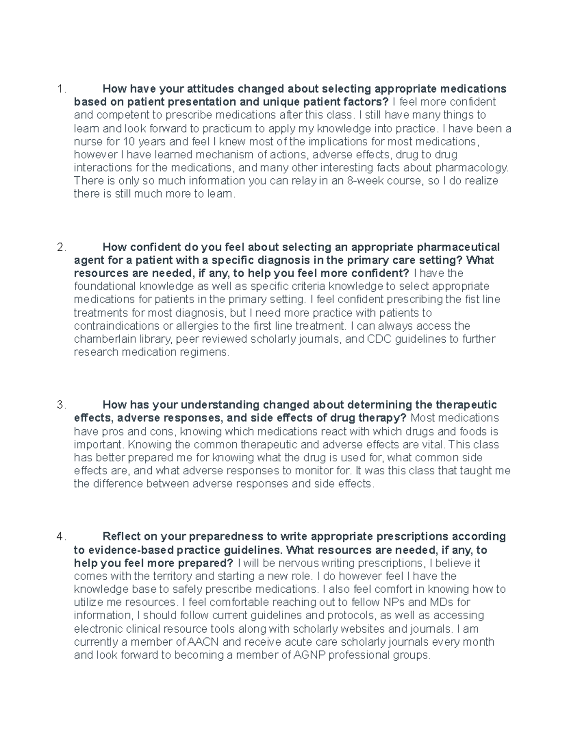 CDDD - Full reflection - How have your attitudes changed about selecting appropriate medications ...
