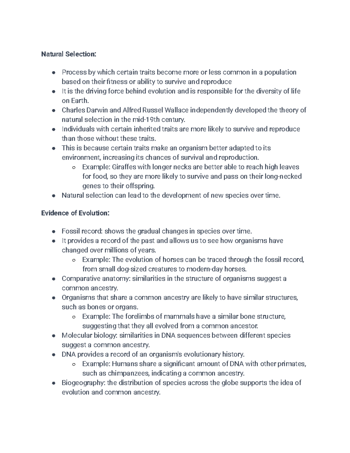 Biol 102 notes lecture 1 - Natural Selection: Process by which certain ...