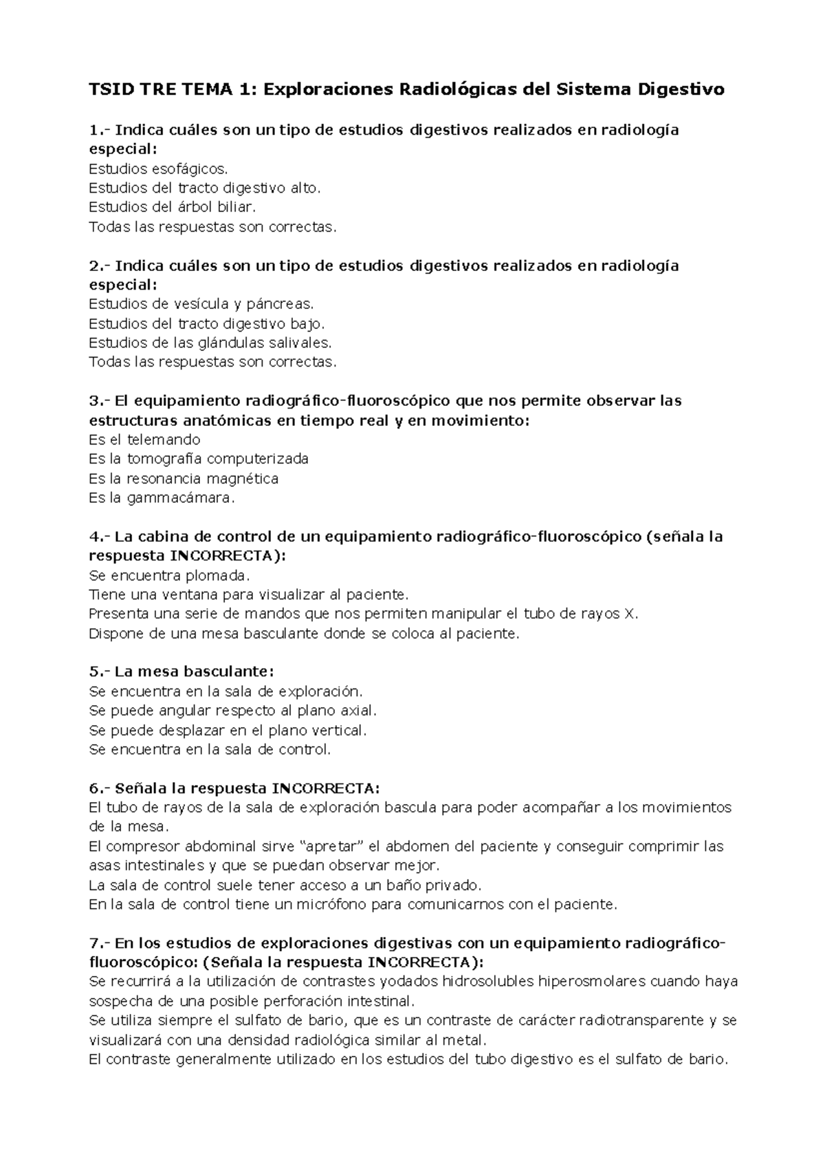 TSID TRE TEMA 1 - Indica cuáles son un tipo de estudios digestivos ...
