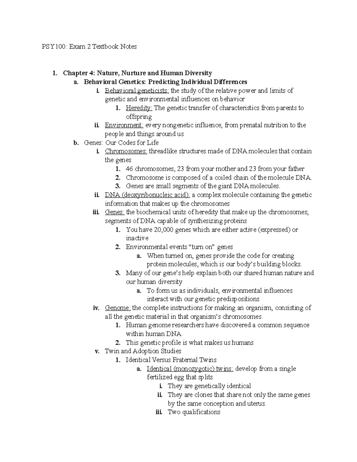 PSY100 Exam2 Textbook Notes directly from BOOK - PSY100: Exam 2 ...