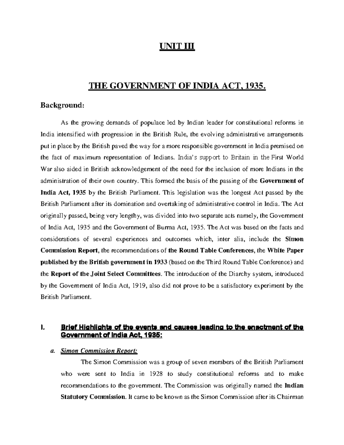 UNIT III government of India Act 1935 - UNIT III THE GOVERNMENT OF ...