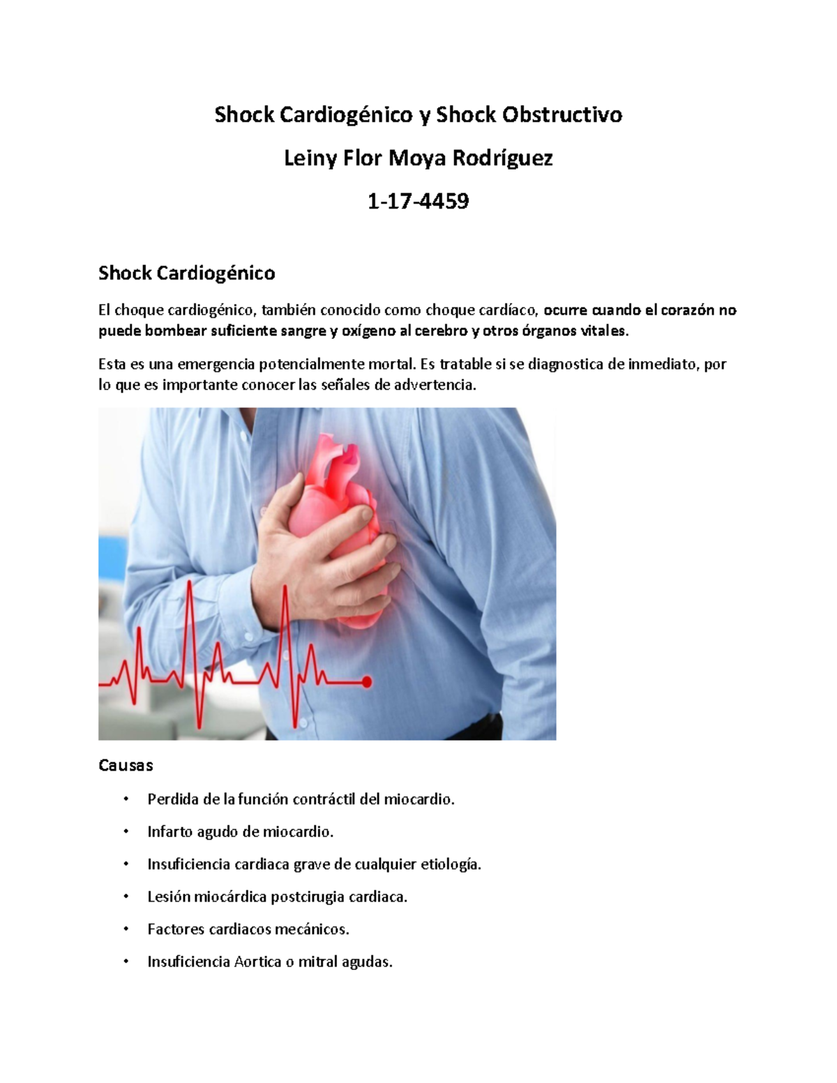 Shock Cardiogenico y Shock Obstructivo - Shock Cardiogénico y Shock ...