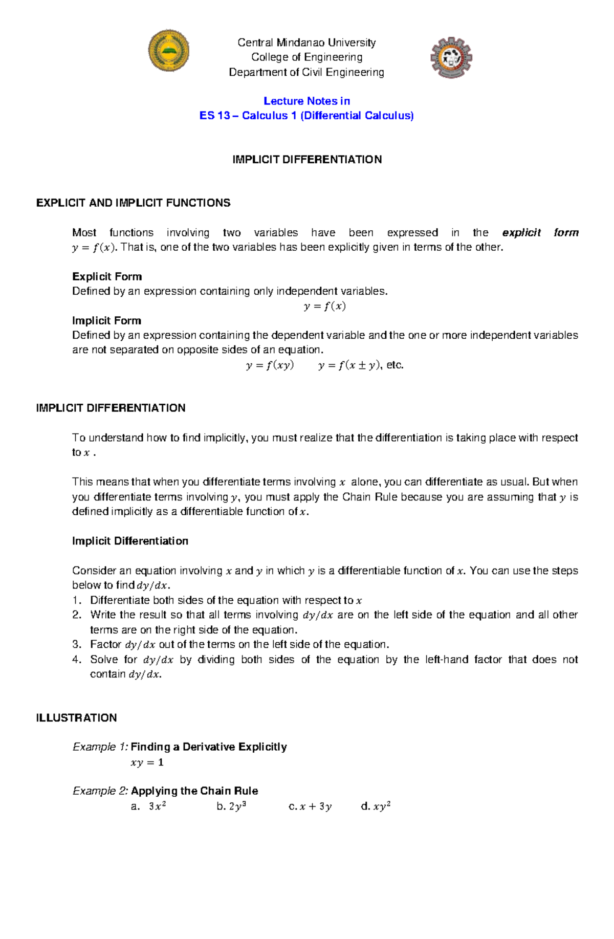 Calc 6 - calculus - Central Mindanao University College of Engineering ...