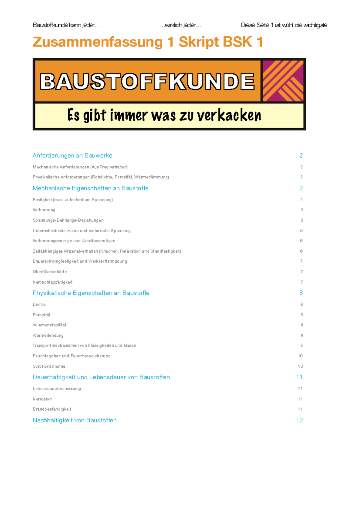 BSK Zusammenfassung 1 Allg - Baustoffkunde A - Uni Hannover - Studocu