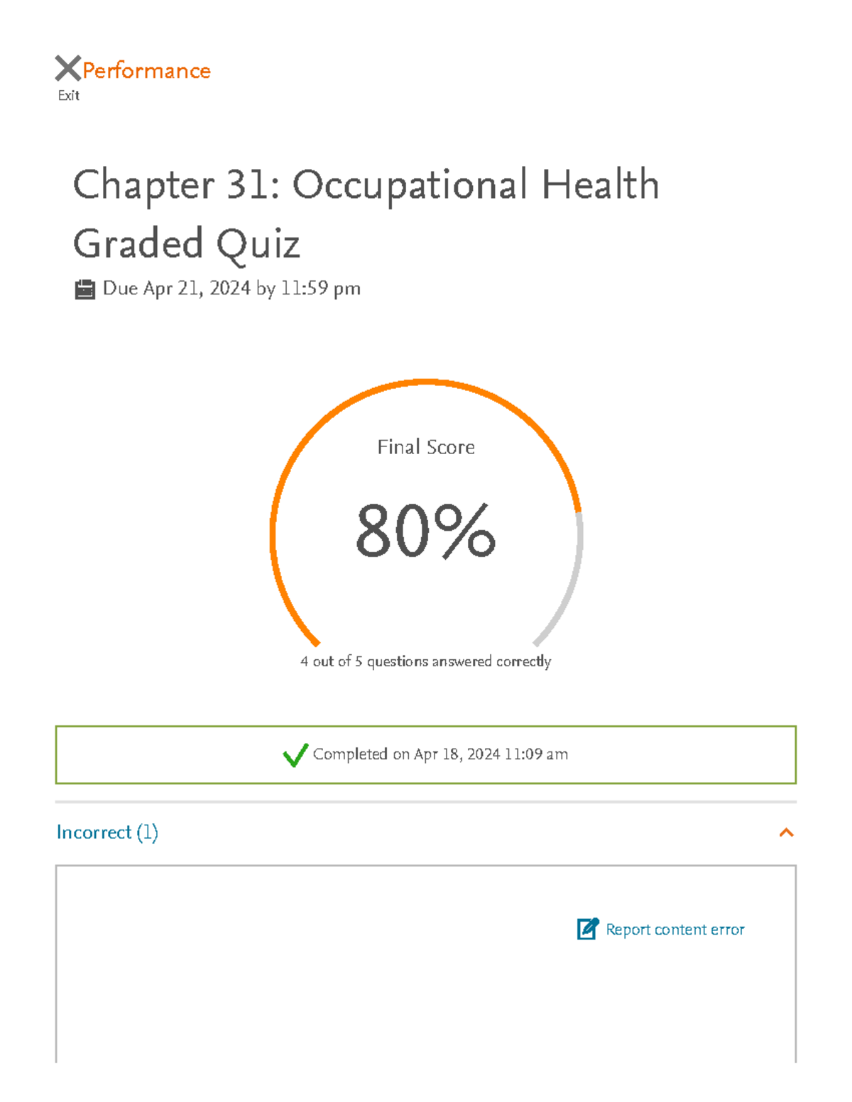444 Chapter 31 Occupational Health - Exit Performance Chapter 31 ...