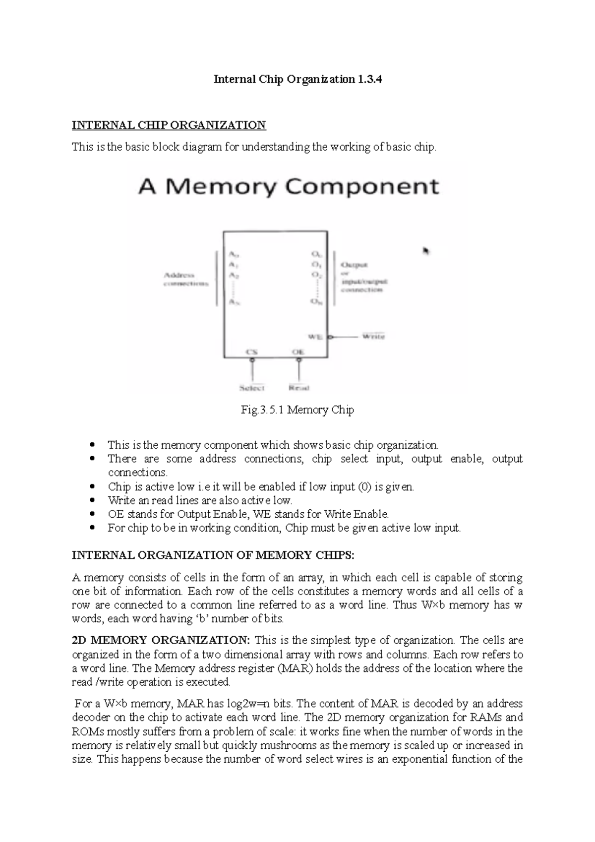 Internal Chip Organization 1 - INTERNAL CHIP ORGANIZATION This is the ...