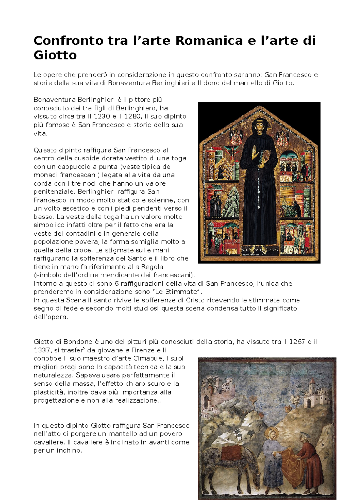 Tra Giotto e Berlinghieri - Confronto tra l’arte Romanica e l’arte di ...