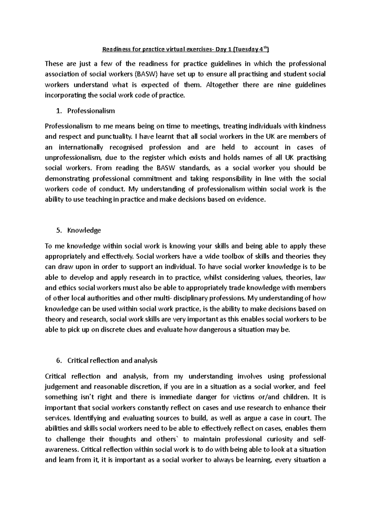 Readiness for practice virtual exercises - Altogether there are nine guidelines incorporating ...