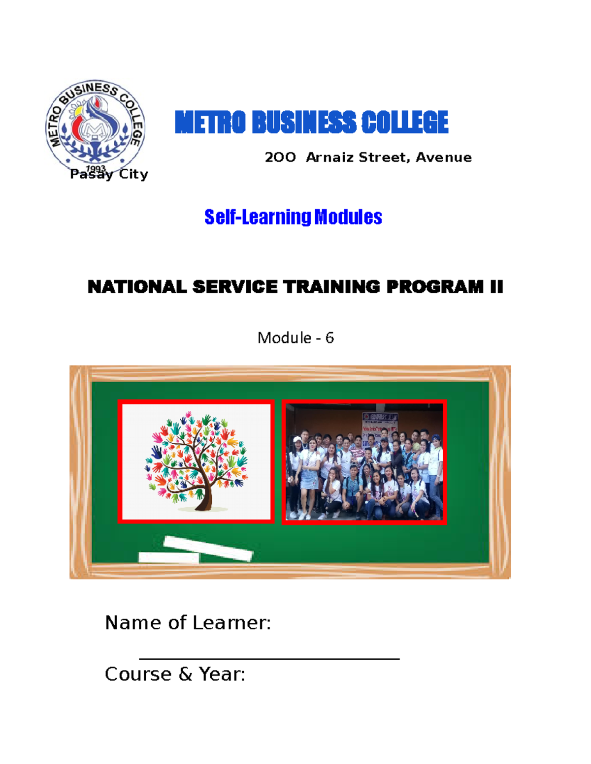 NSTP- Global Communities and Responsibilities - METRO BUSINESS COLLEGE ...