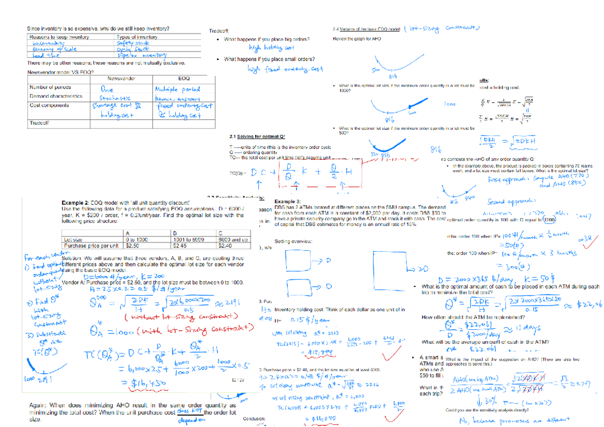 EOQ cheatsheet - OPIM201 - Studocu