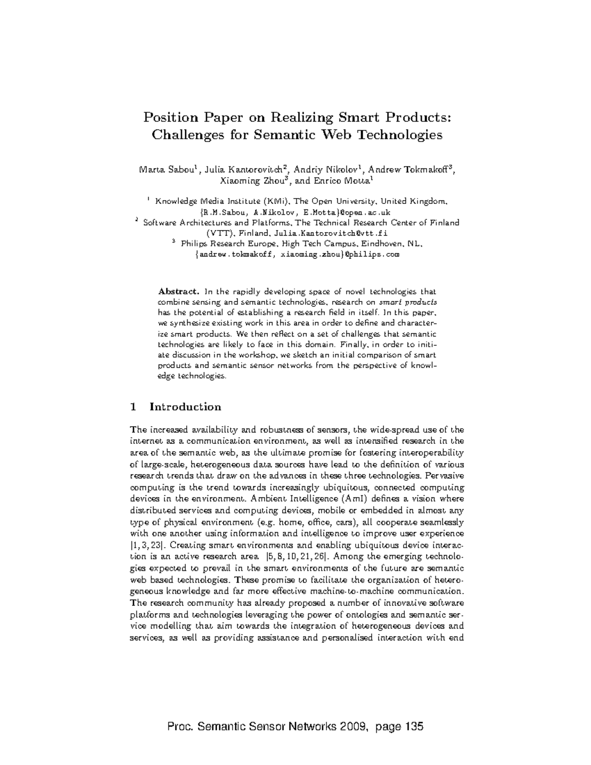 Sample 1 - Positive Paper - Position Paper on Realizing Smart Products ...