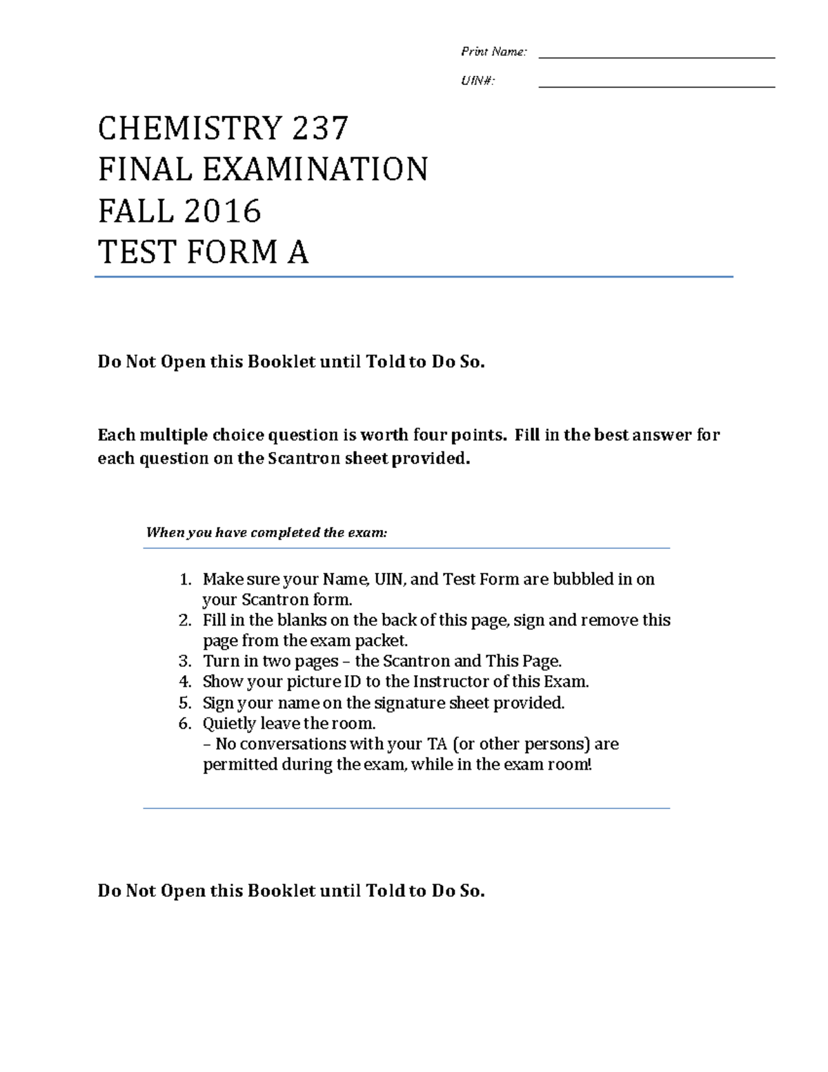 237 A 16c - Test practice - Print Name ...