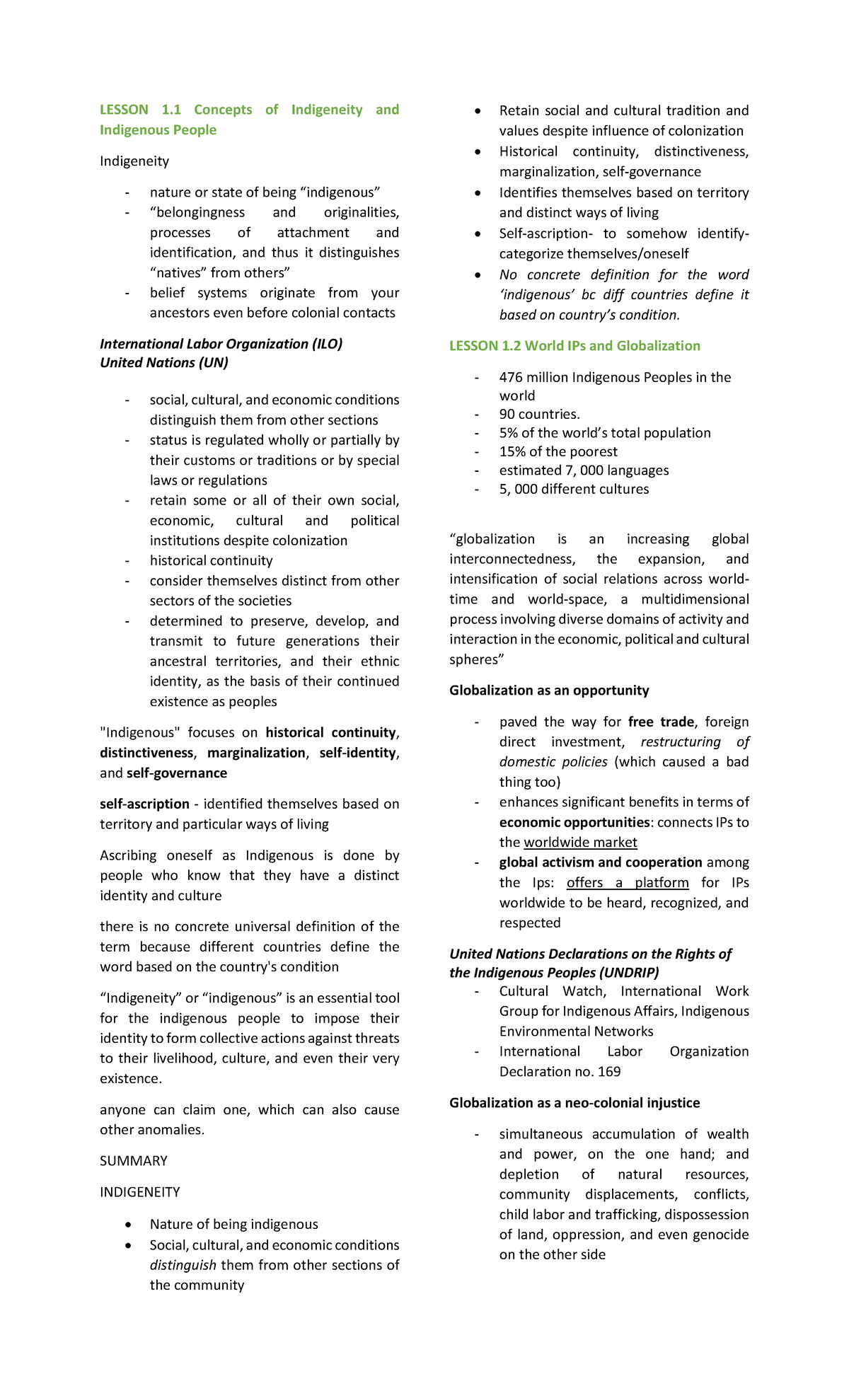 Pic notes - LESSON 1 Concepts of Indigeneity and Indigenous People ...