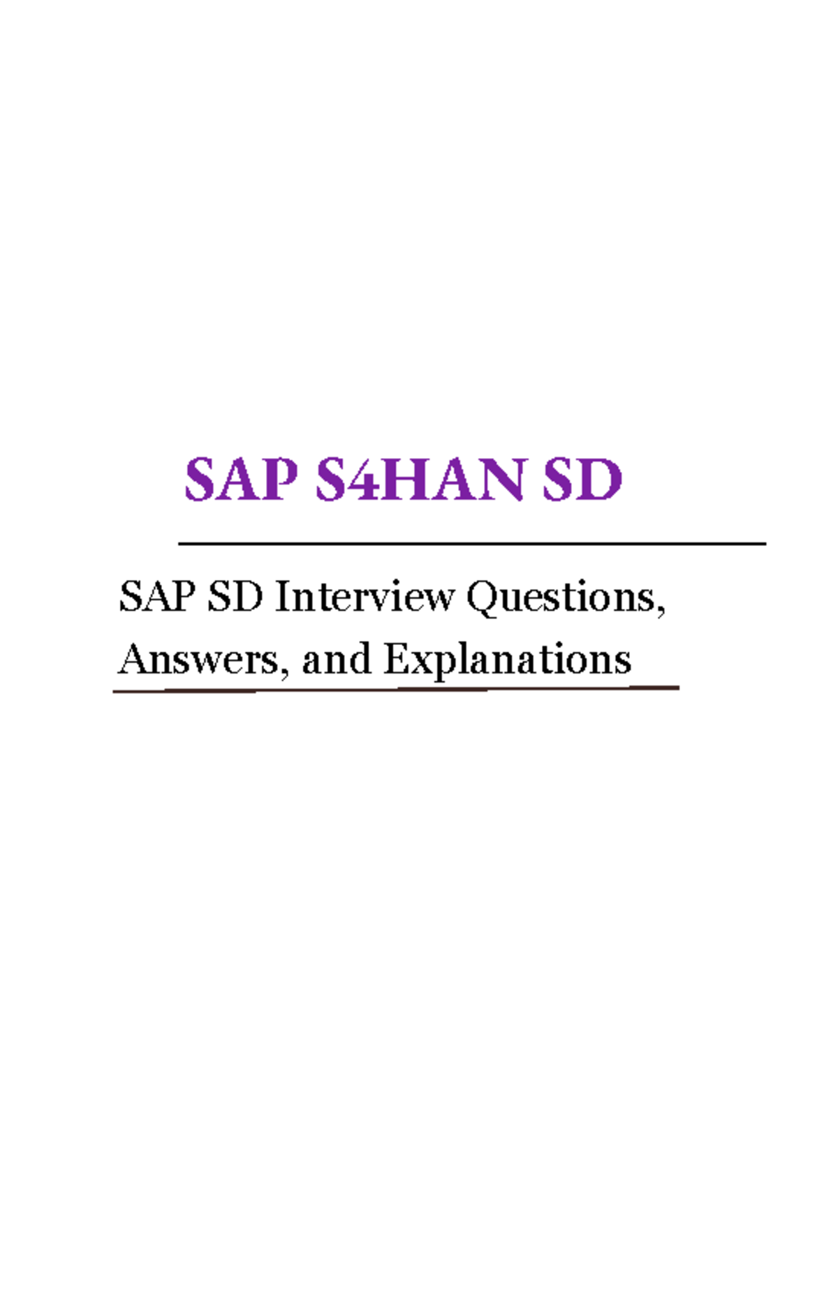 SAP SD Interview Questions, Answers, and Explanations - SAP SD ...