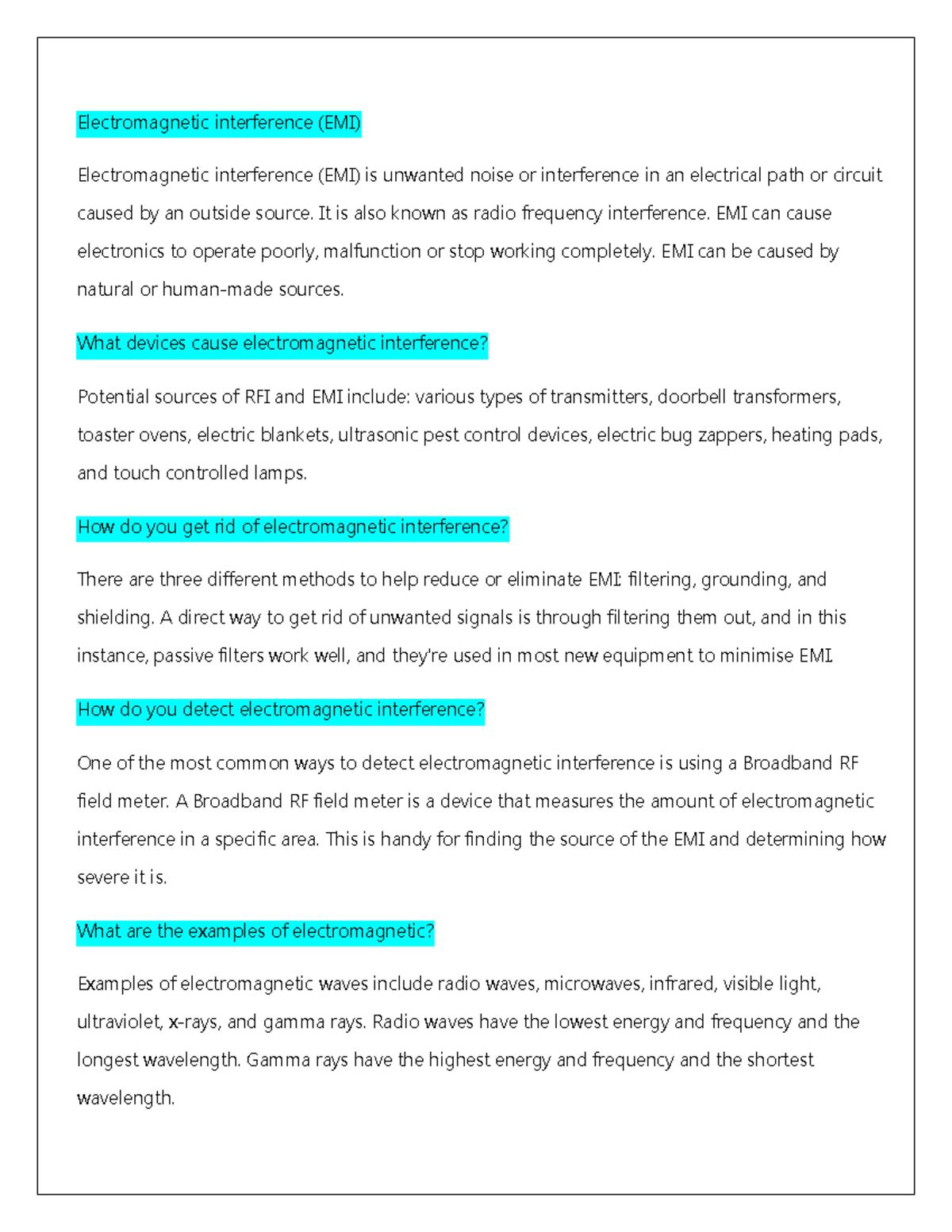 Electromagnetic interference - It is also known as radio frequency ...