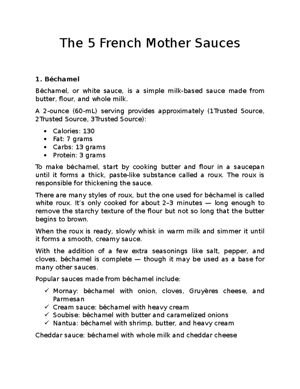 The 5 French Mother Sauces - The 5 French Mother Sauces Béchamel ...