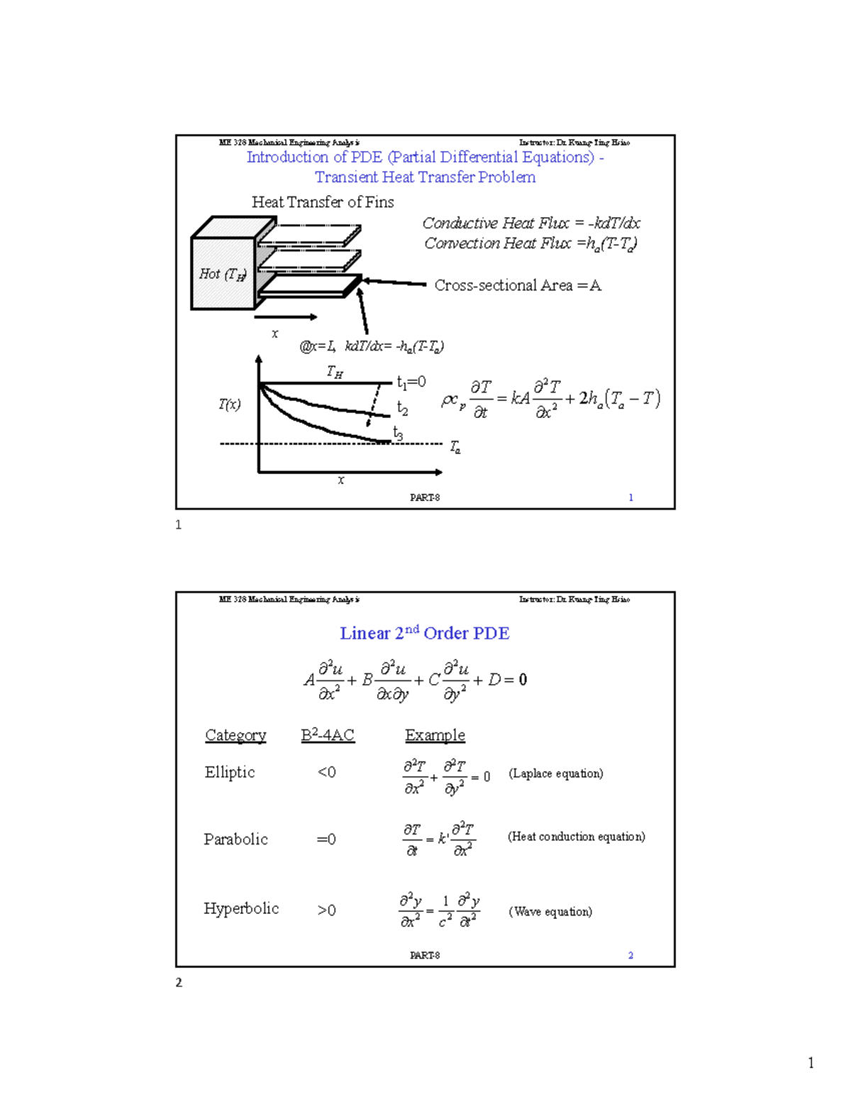 Lec19-20-21-PDE FDM - Introduction of PDE, Linear 2nd Order PDE, Finite ...