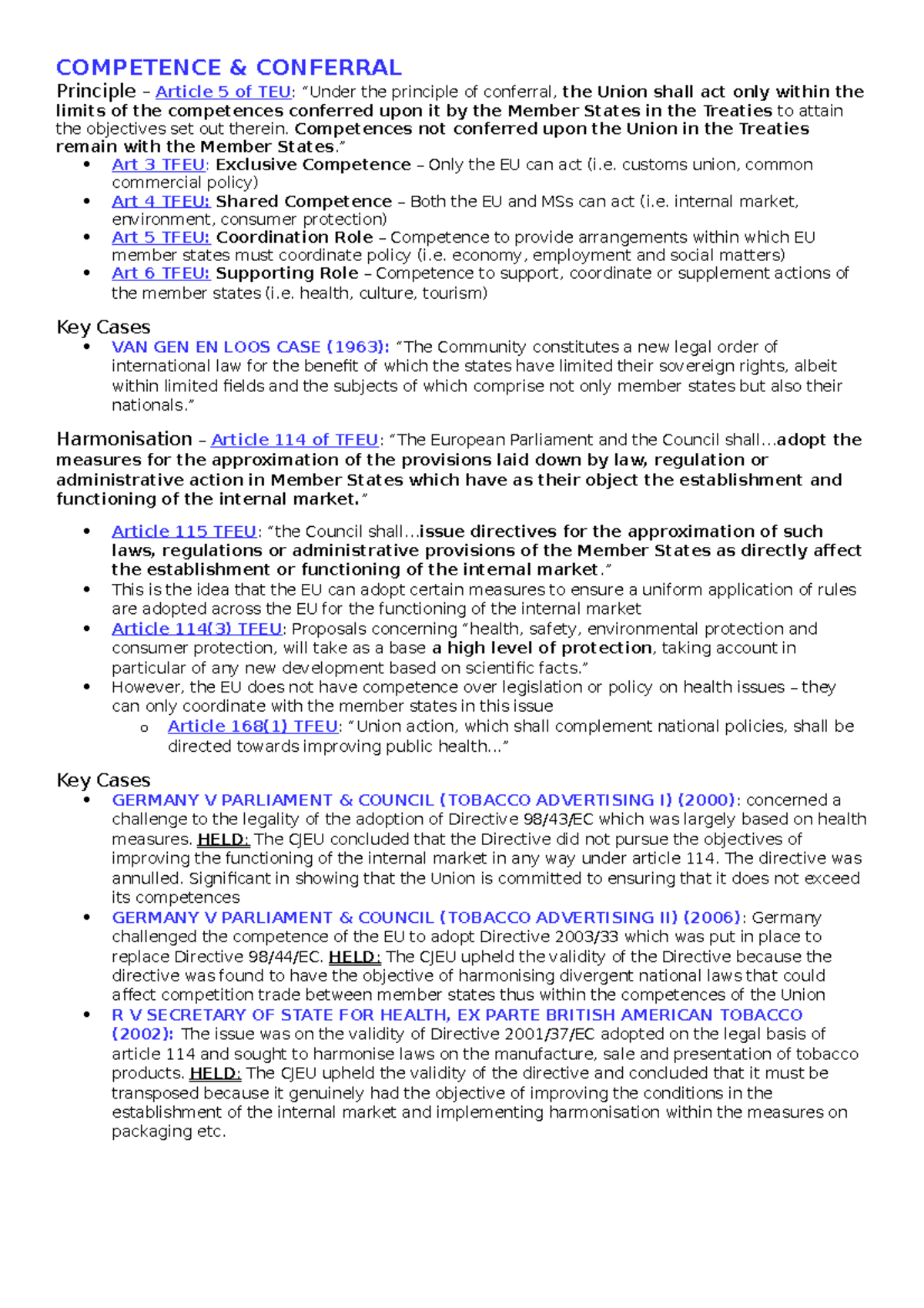 Competence & Conferral - COMPETENCE & CONFERRAL Principle – Article 5 ...