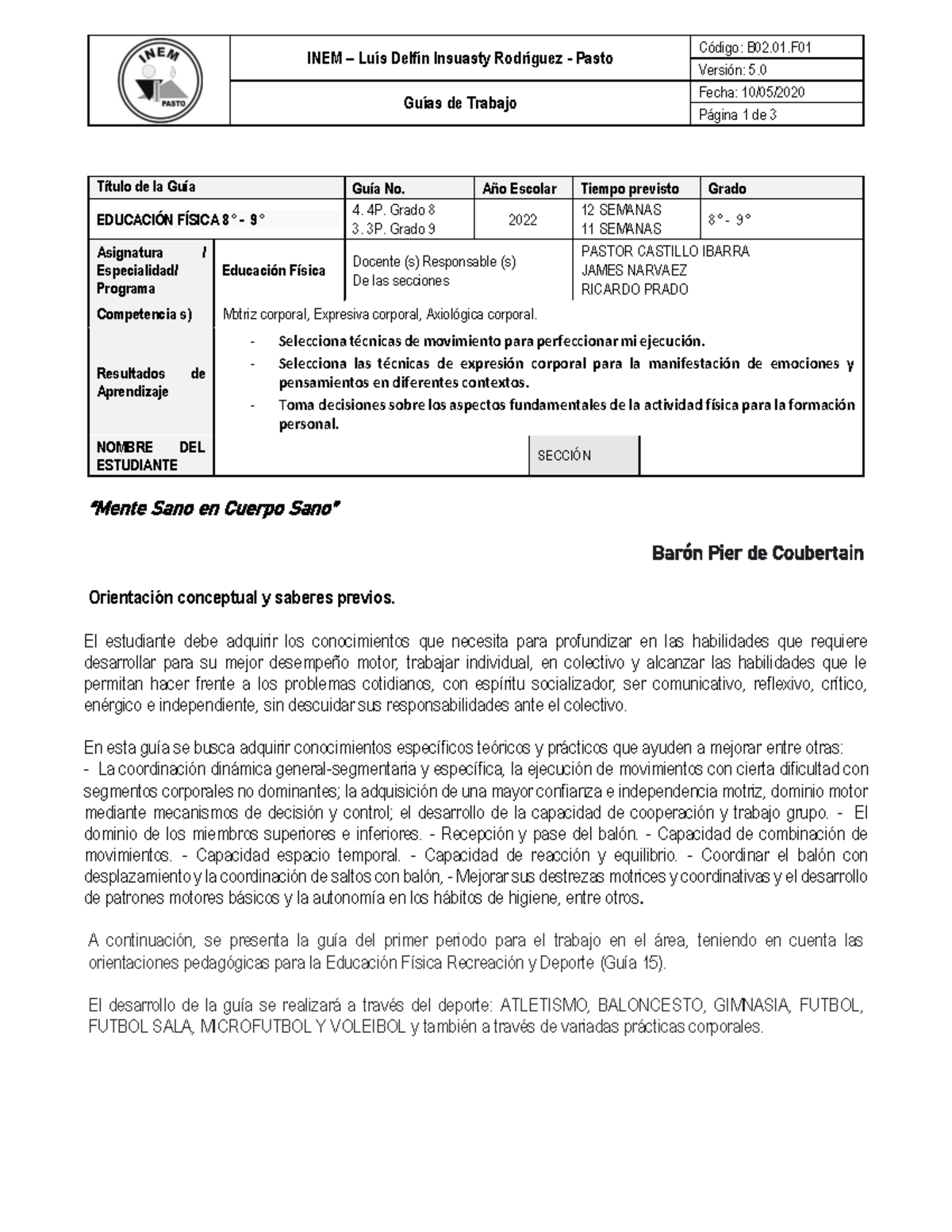 GUIA N° 3 Grado. 9 - Gracias - INEM – LuÌs DelfÌn Insuasty RodrÌguez ...