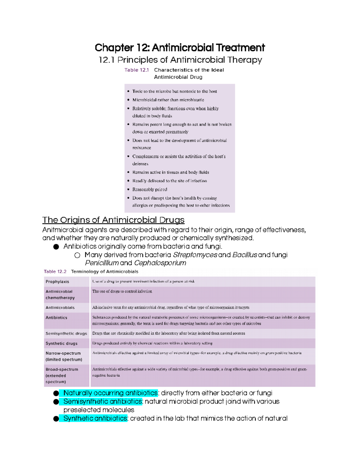 Microbiology Chapter 12: Antimicrobial Treatment - Chapter 12 ...