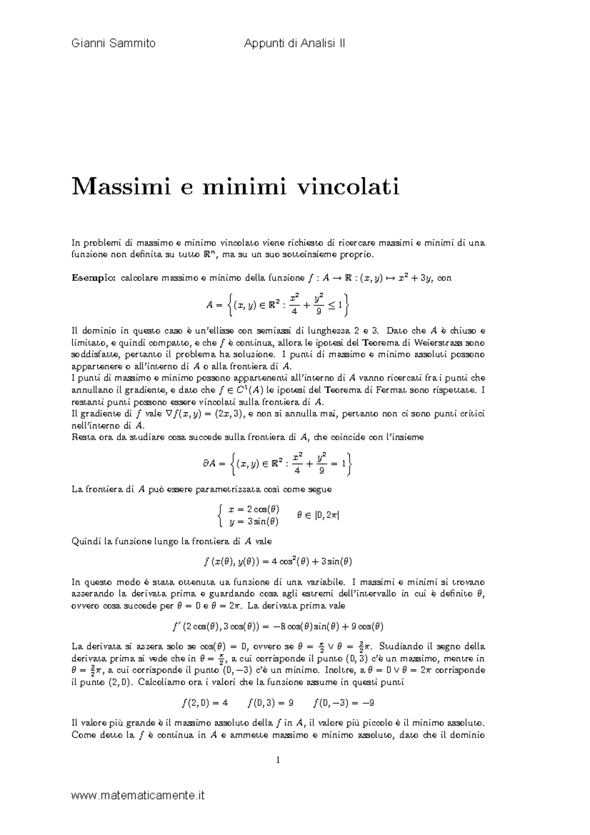 12-Massimi minimi vincolati - Massimi e minimi vincolati In problemi di ...