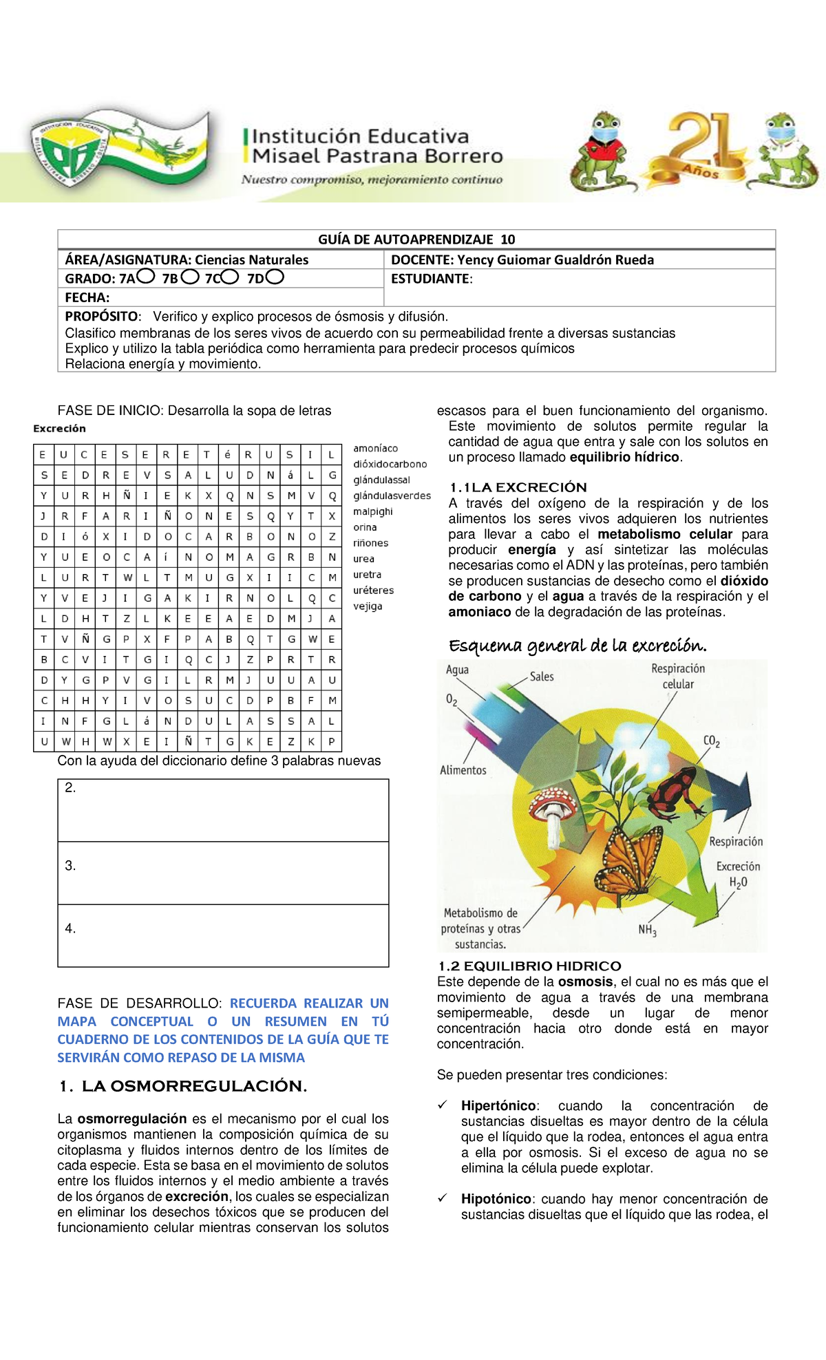 Guia 10 - ciencias - FASE DE INICIO: Desarrolla la sopa de letras Con ...