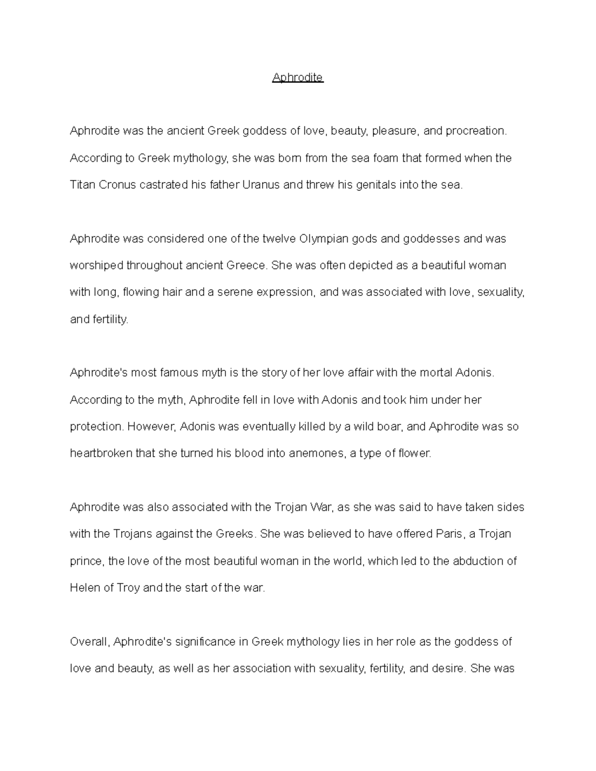 Greek myth stories - aphrodite - Aphrodite Aphrodite was the ancient ...