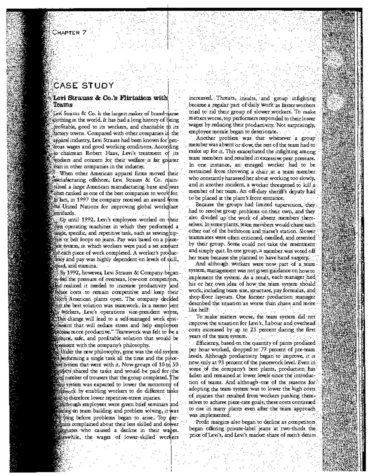 Case 4 - Levis Teams - chjbhhjbhhjbhhjbhhjbh - I I I I CASE STUDY -_ I Levi Strauss & Co.'s ...
