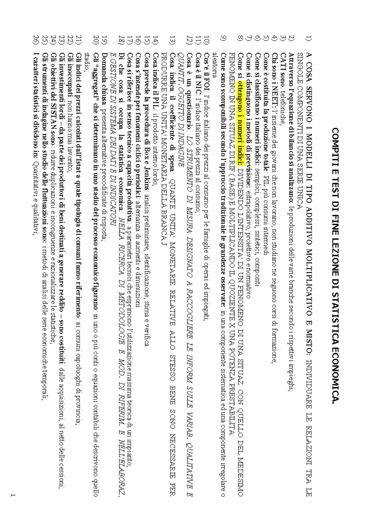 Bibbia Statistica Economica per esame - Warning: TT: undefined function: 32 Warning: TT ...