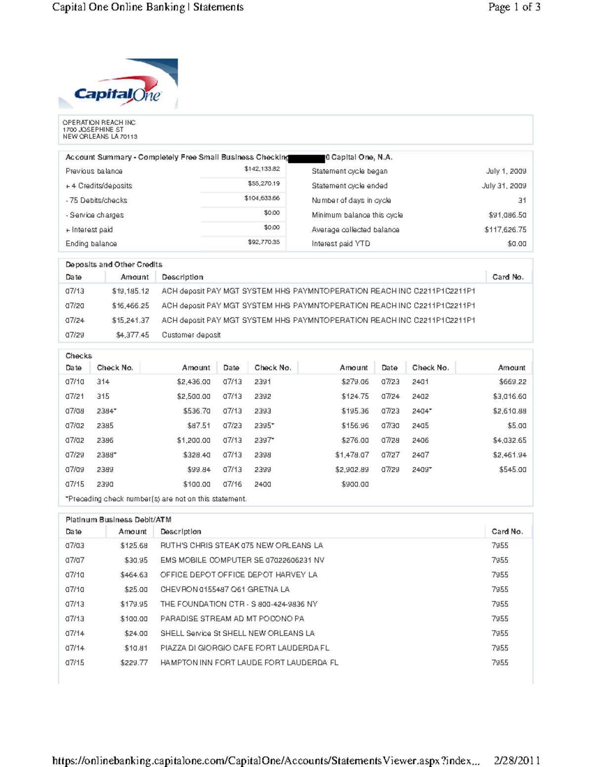 Statements-redacted - Bank statement - OPERATION REACH INC 1700 ...
