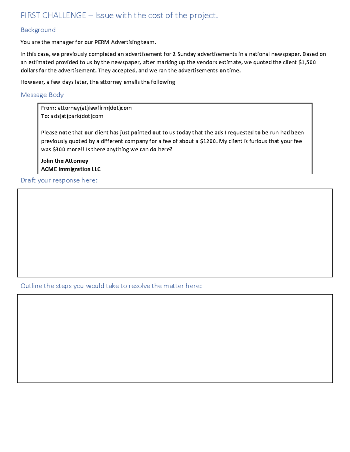 PM Challenge - Desafio gestão projetos - FIRST CHALLENGE – Issue with ...