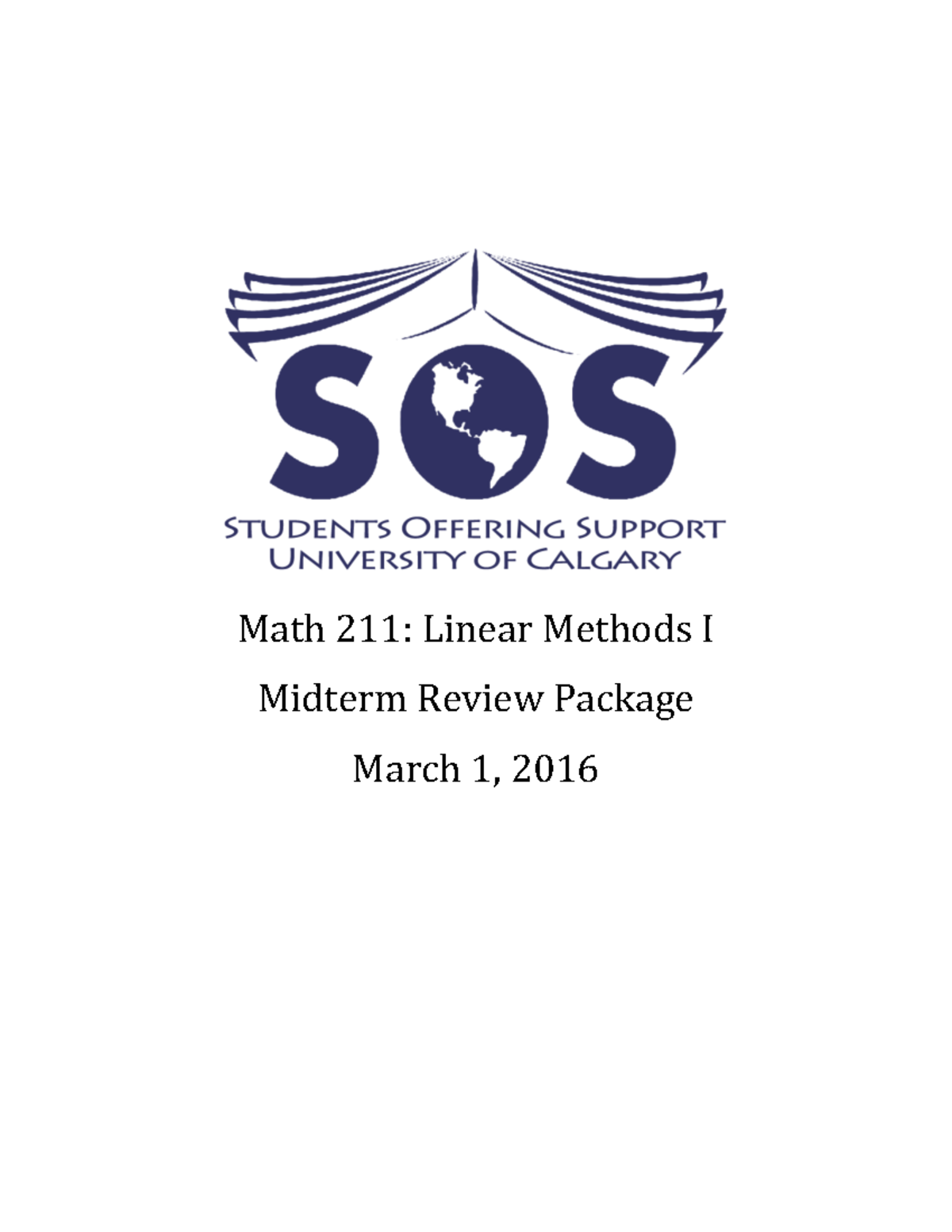 Midterm 2016 - Math 211: Linear Methods I Midterm Review Package March ...
