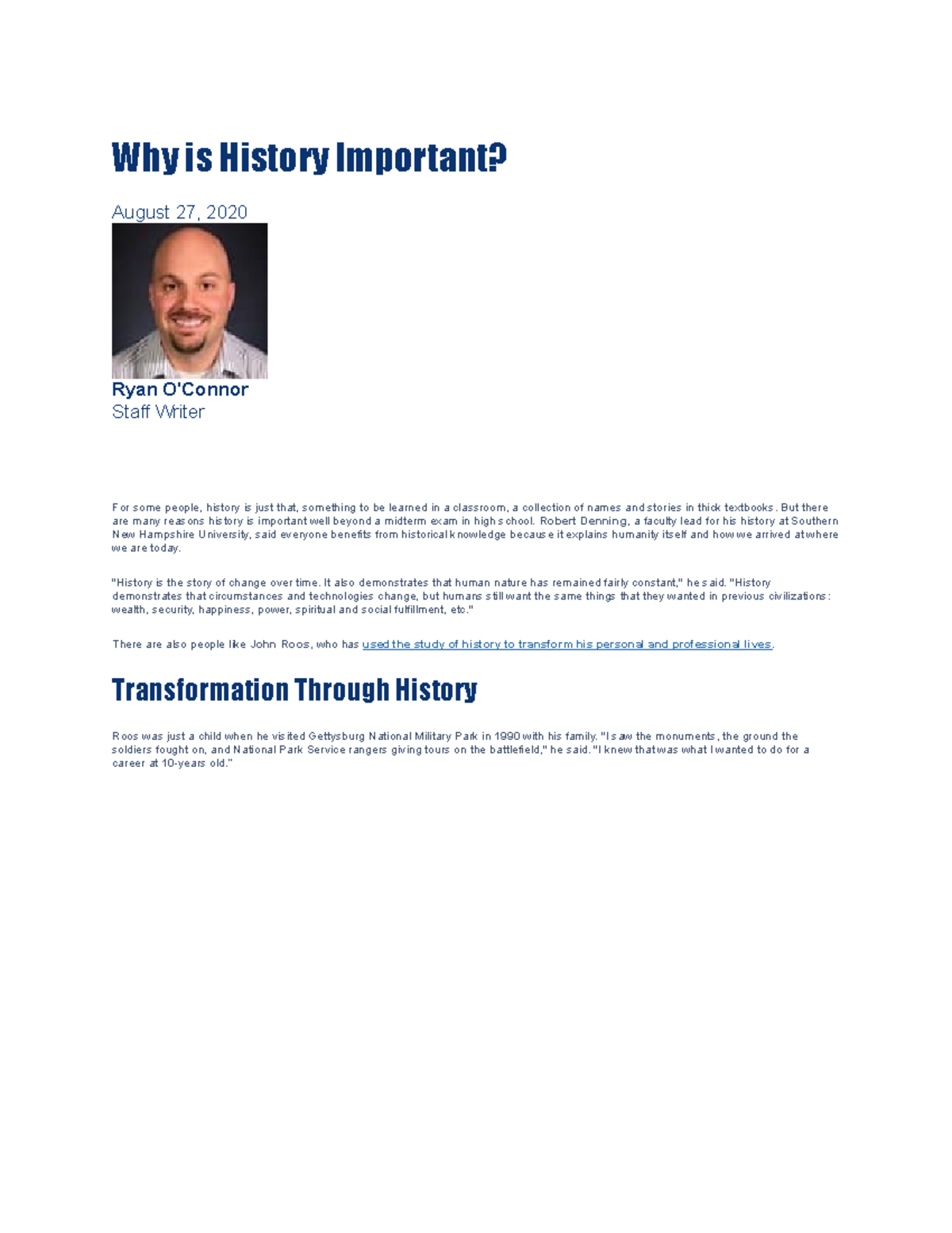 Why study history - Why is History Important? August 27, 2020 Ryan O ...