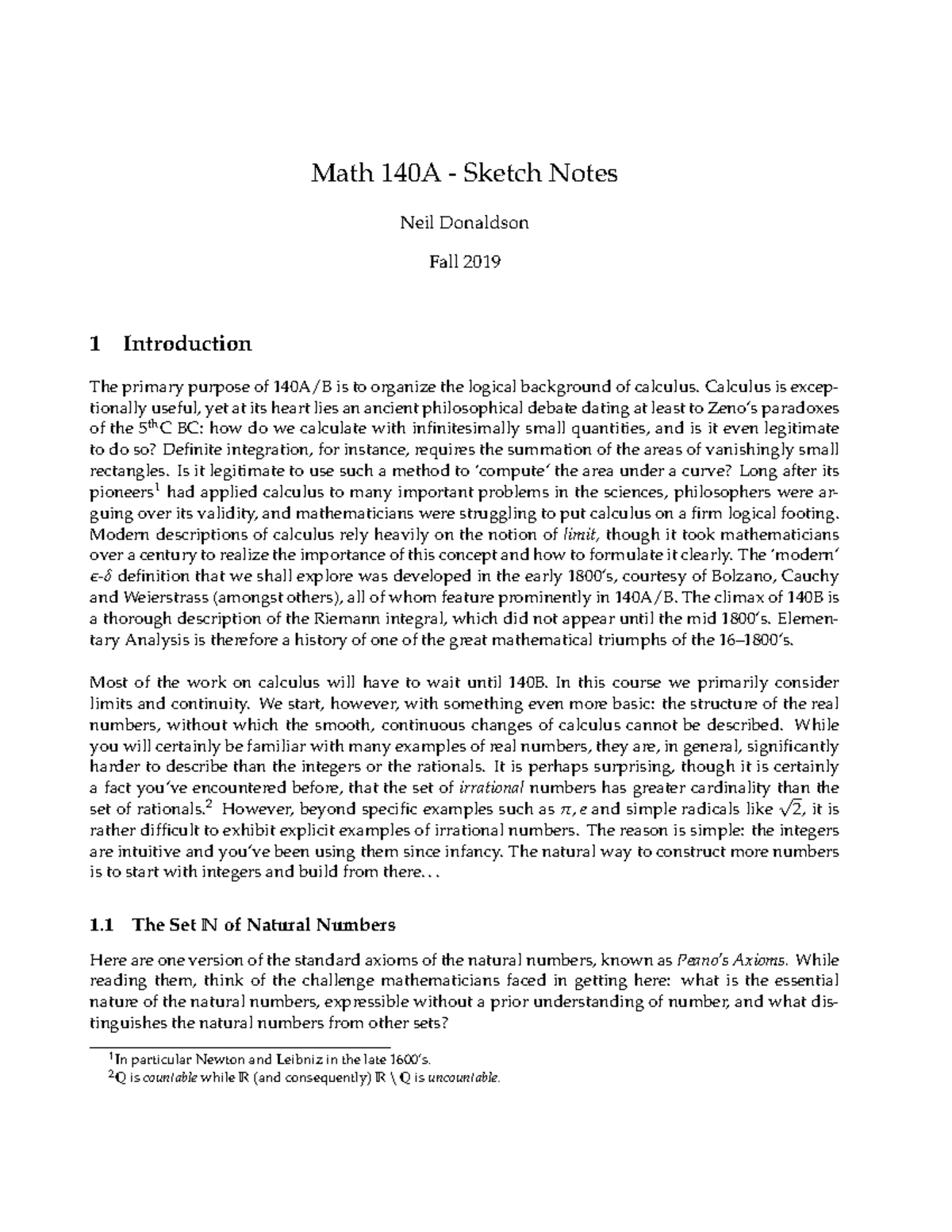 Math - Sketch Notes - Math 140A - Sketch Notes Neil Donaldson Fall 2019 ...