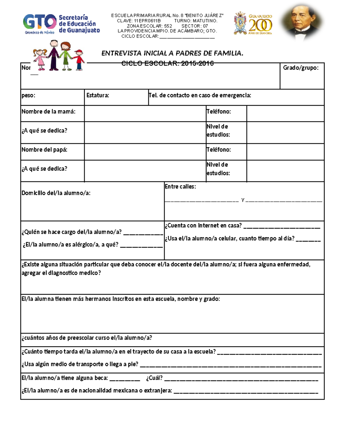Entrevista Inicial A Padres DE Familia 2024-2025 - ENTREVISTA INICIAL A ...